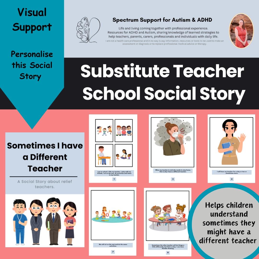 Relief Substitute Teacher Social Story Visuals Autism Little Learner ...
