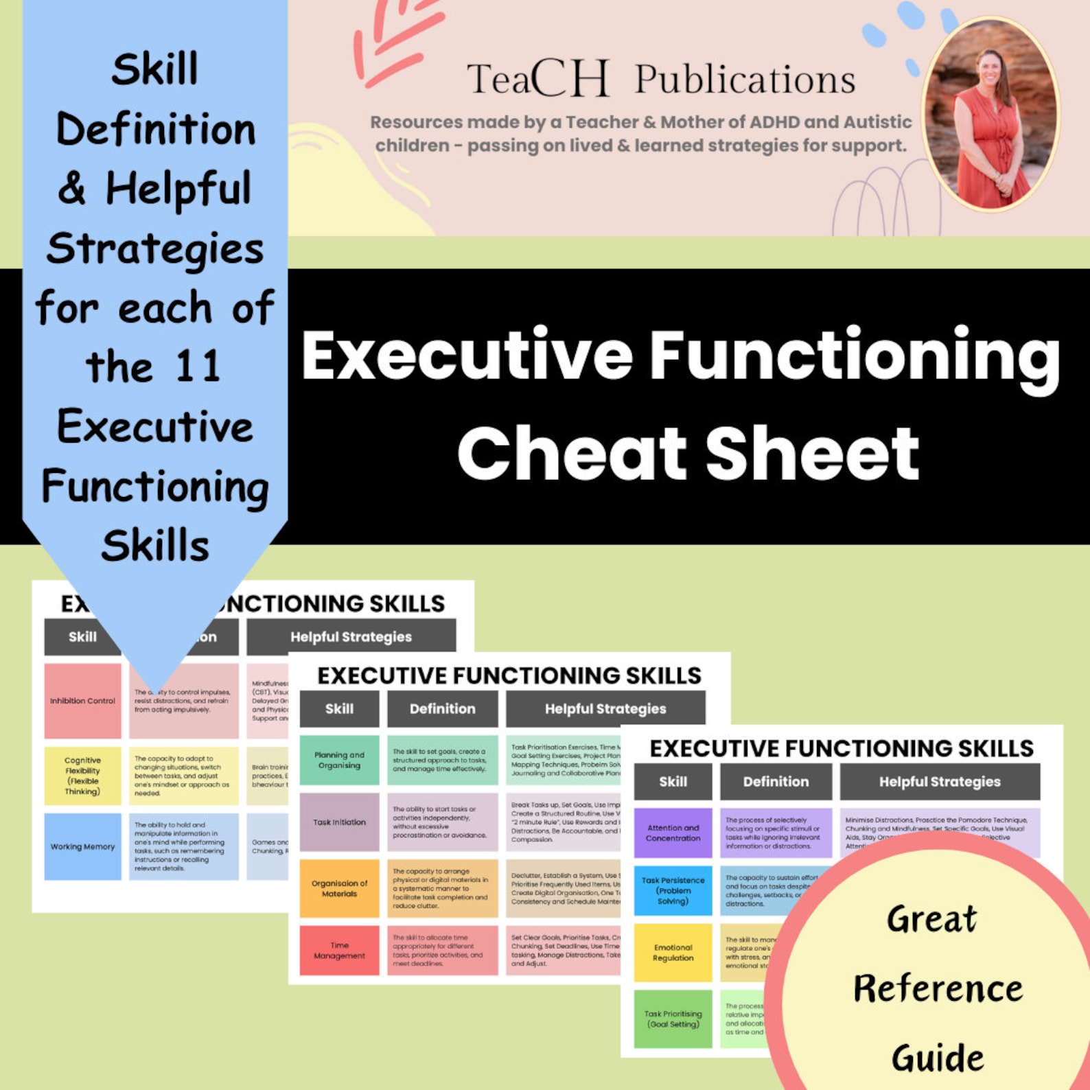 Executive Function Cheat Sheet Improvement Emotional Support for ADHD ...