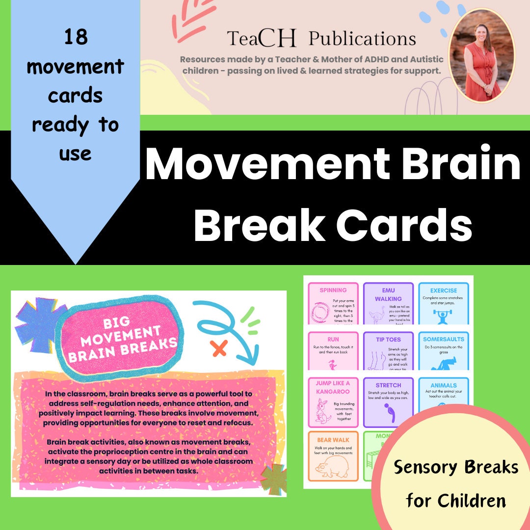 Emotional Regulation Movement Brain Break Cards Gross Motor Skills ...