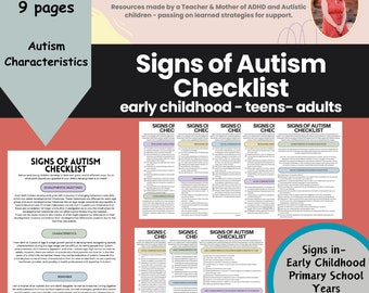 Autism Spectrum Signs Checklist Autism Awareness Parent Help Hidden ...