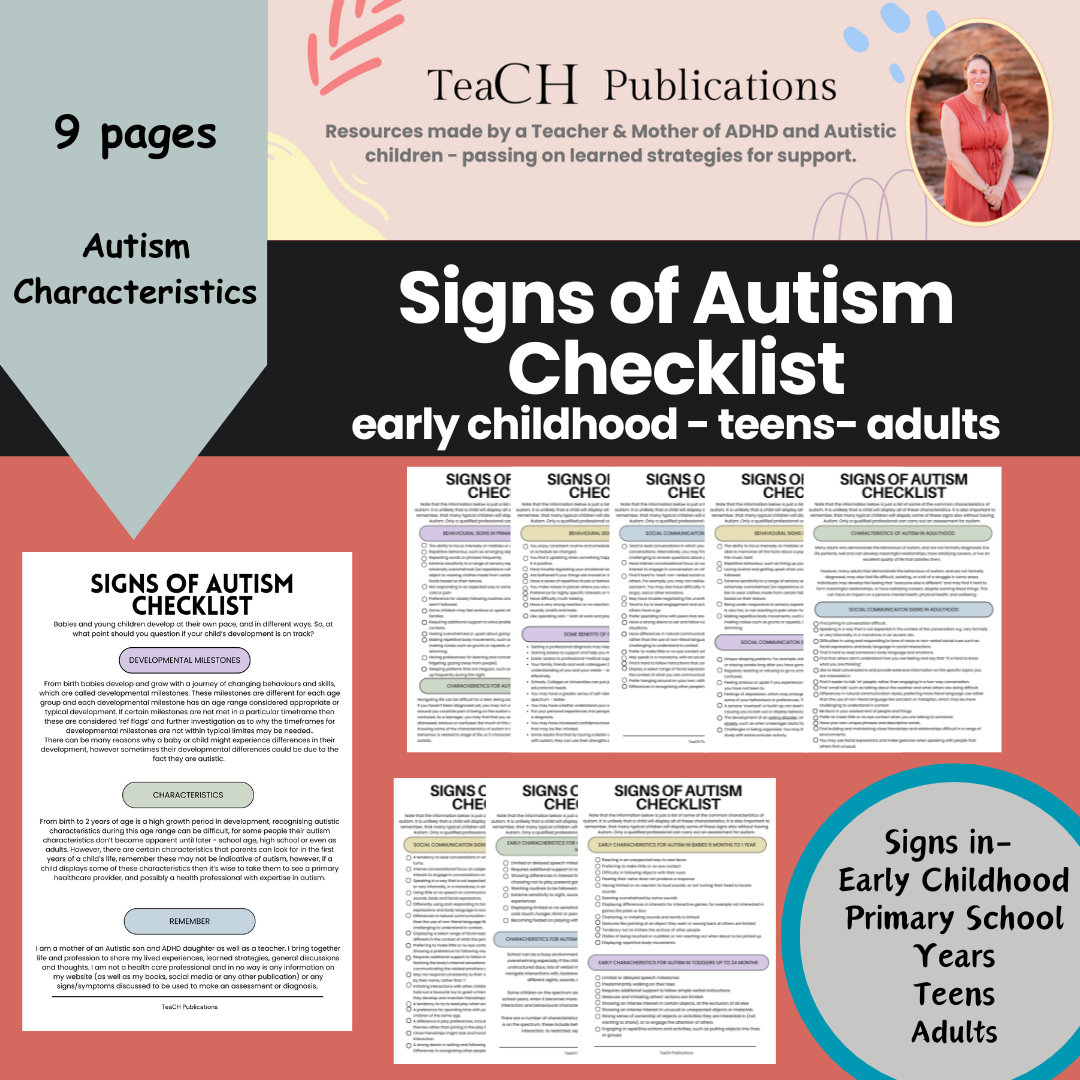 Signs of Autism Spectrum Checklist Autism Awareness Parent Help ...