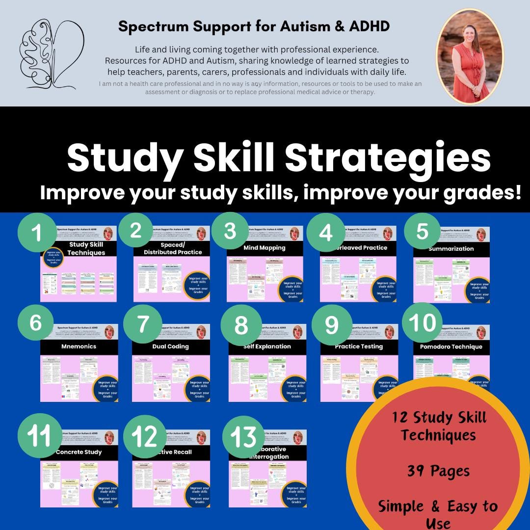 ADHD Autism Time Management Study Skills Strategies Bundle Improve ...
