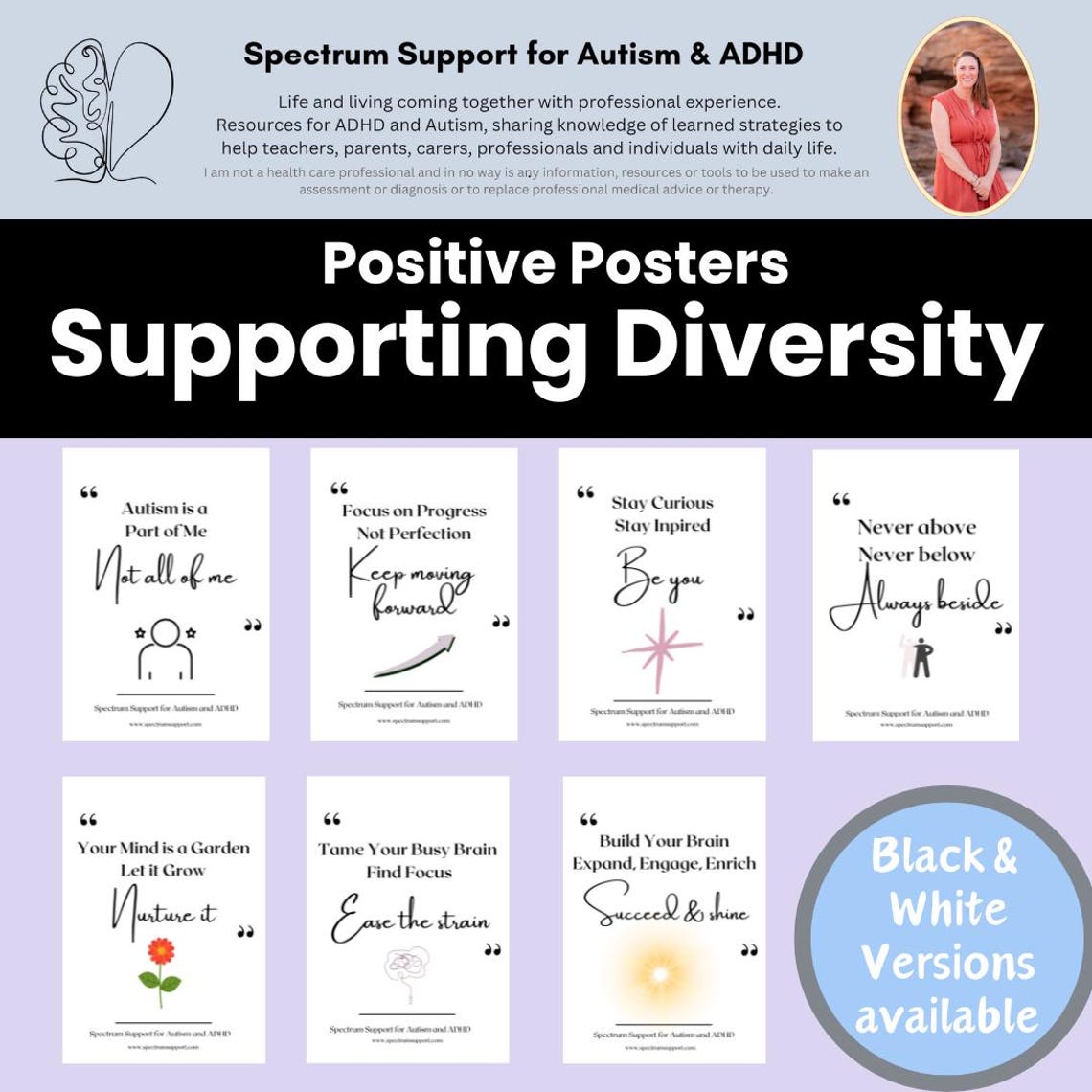 Neurodiversity Special Education Posters Positive Quotes ADHD & Autism ...