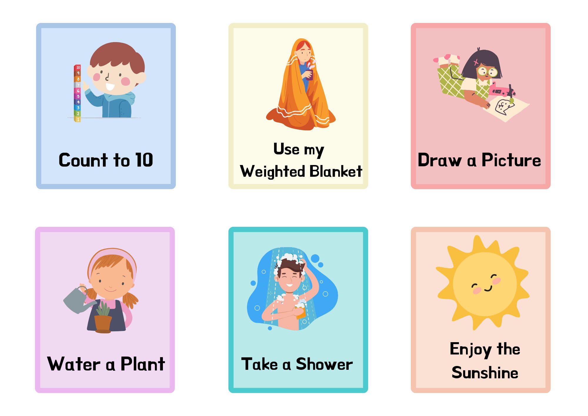 Calming Cards for Kids Printable Mindfulness Flash Cards Calm Down ...