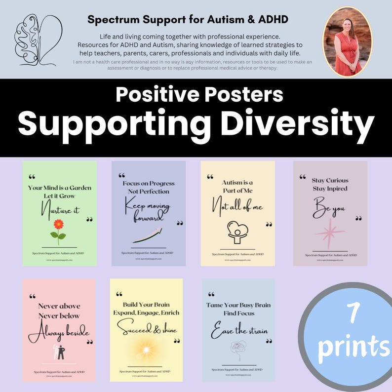 Neurodiversity Special Education Posters Positive Quotes ADHD & Autism ...