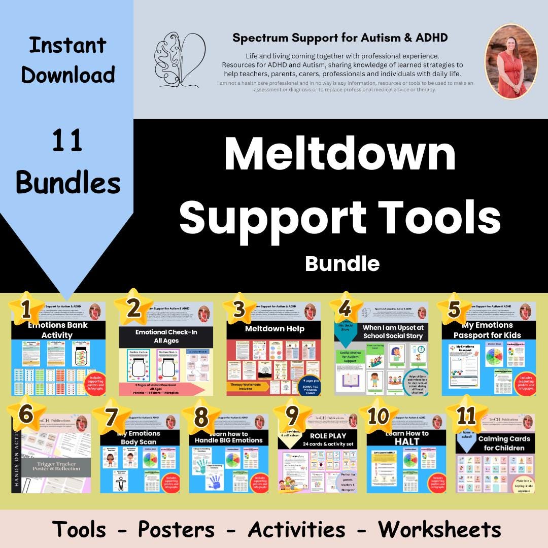 Meltdown Support Tools Autism Spectrum Little Learner Kids With ADHD ...