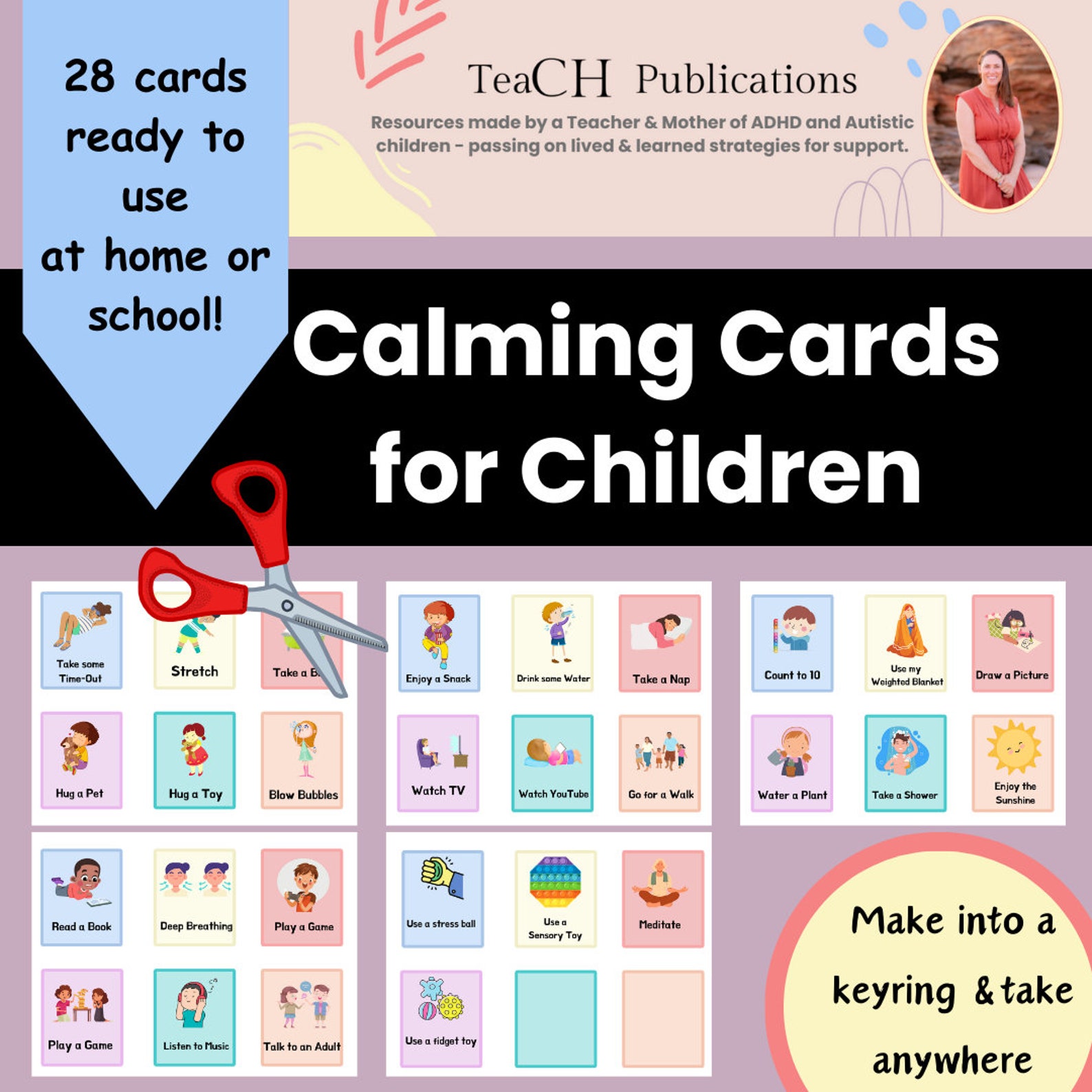 Calming Cards, Printable Mindfulness Flash Cards, Kids Calm Down Corner ...