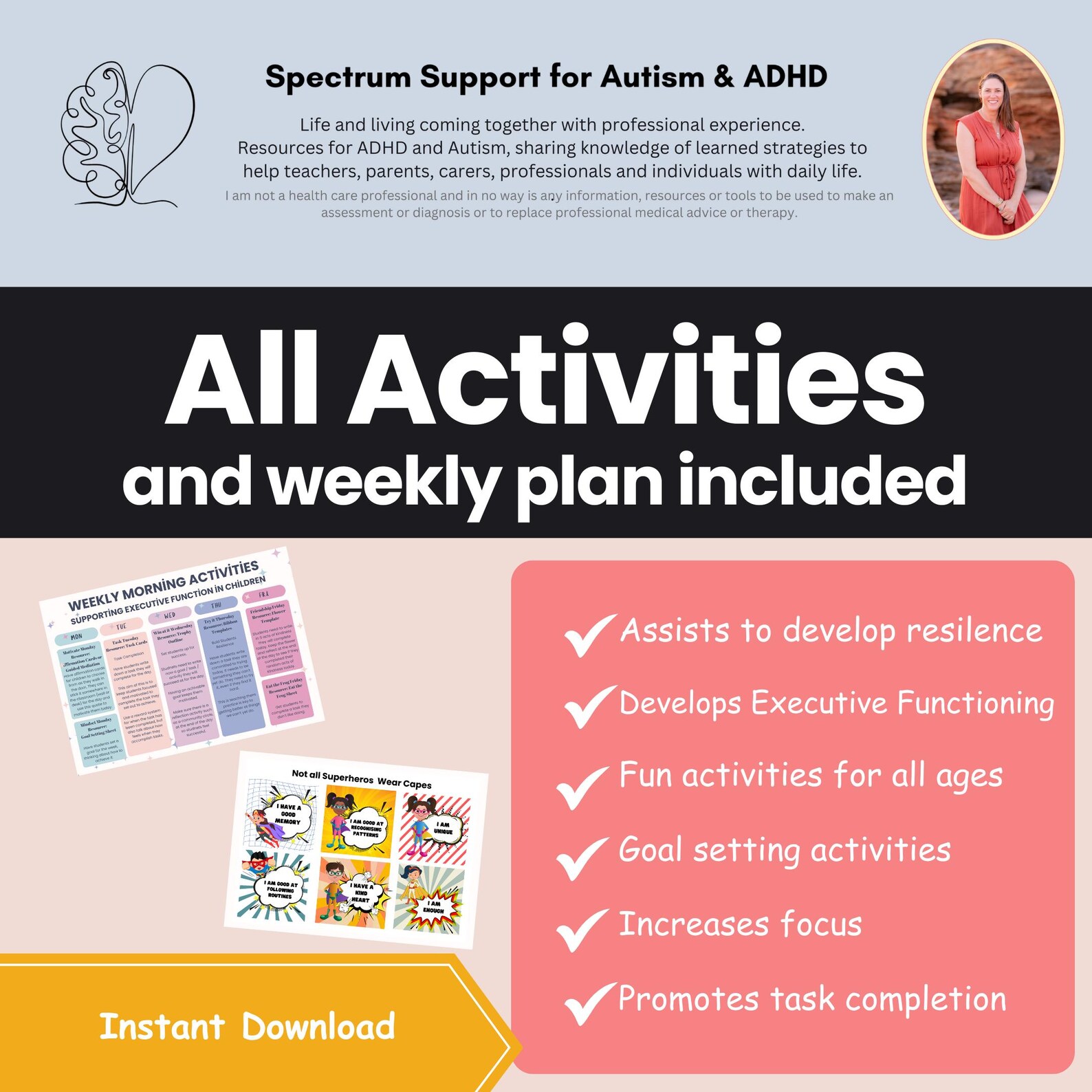 Executive Functioning Activities for Kids Children Weekly Tasks Morning ...