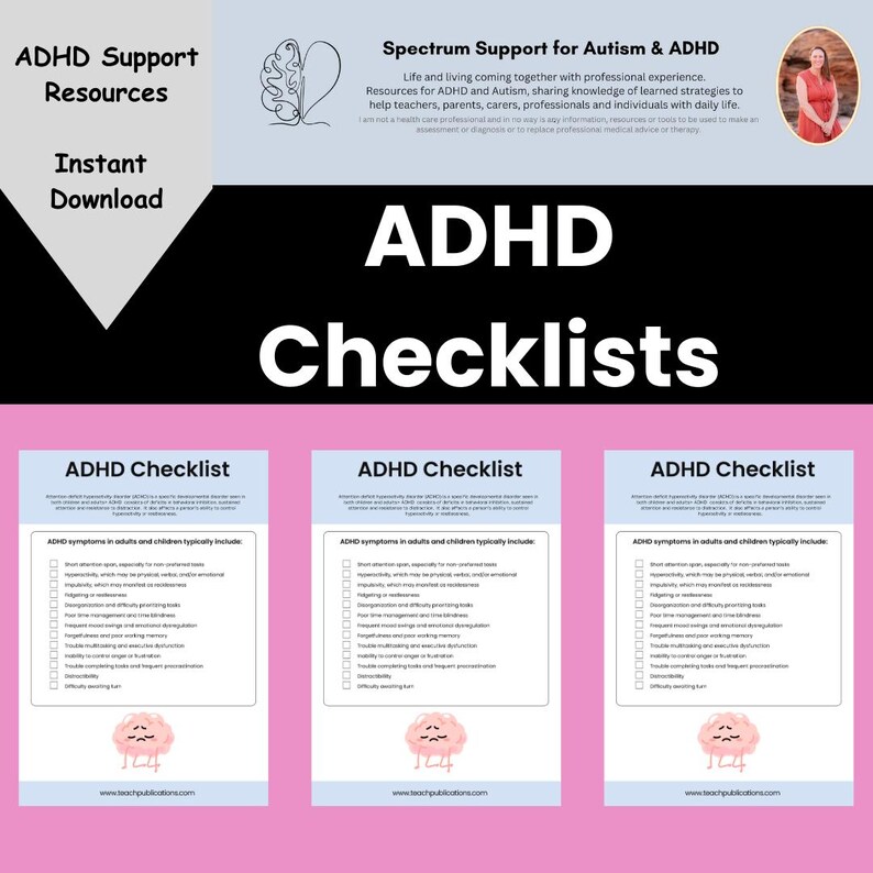 ADHD Awareness Cheat Sheet: Printable Planner & Therapy Office Decor ...