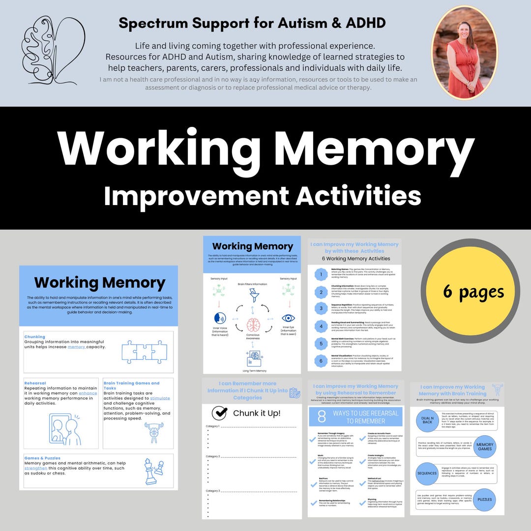 Executive Functioning Activities Improve Memory Therapy Worksheets ...