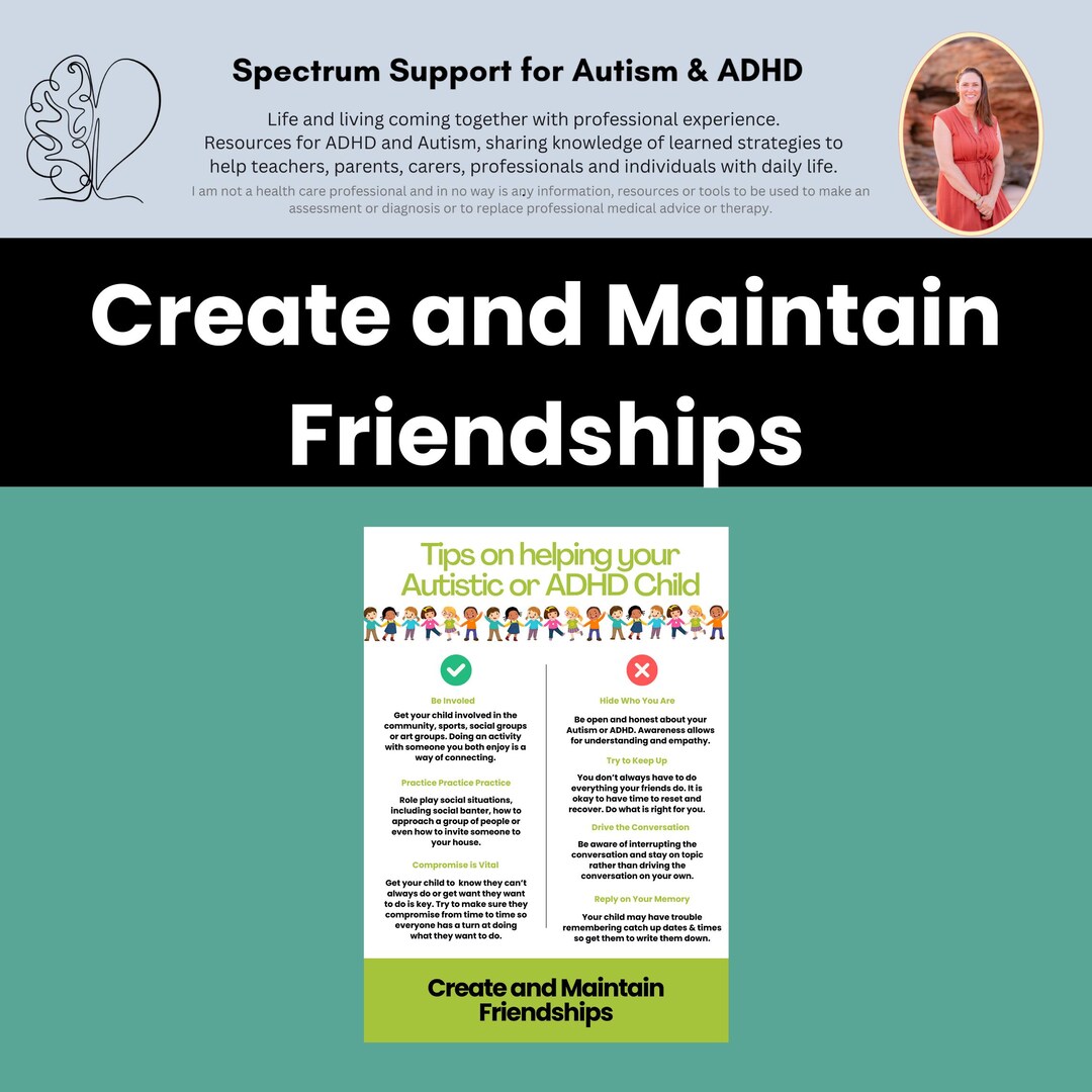 Autism & ADHD Social Skills Poster: Friendship Tips for Kids (digital ...