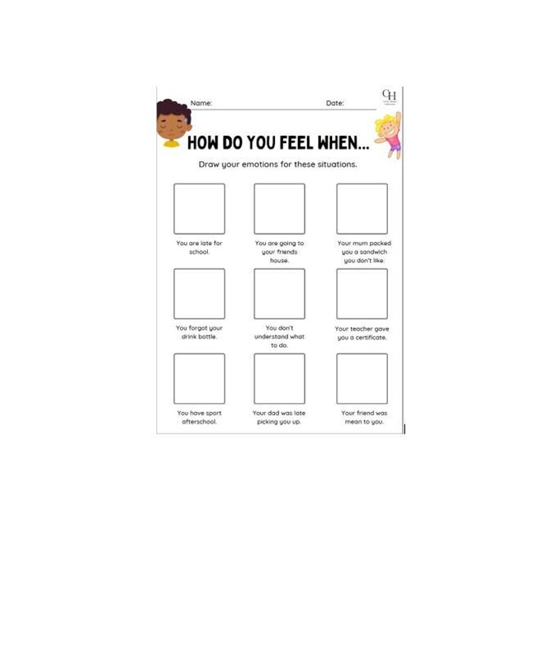 Social Emotional Learning Worksheet Feelings Chart Supports Zones of ...