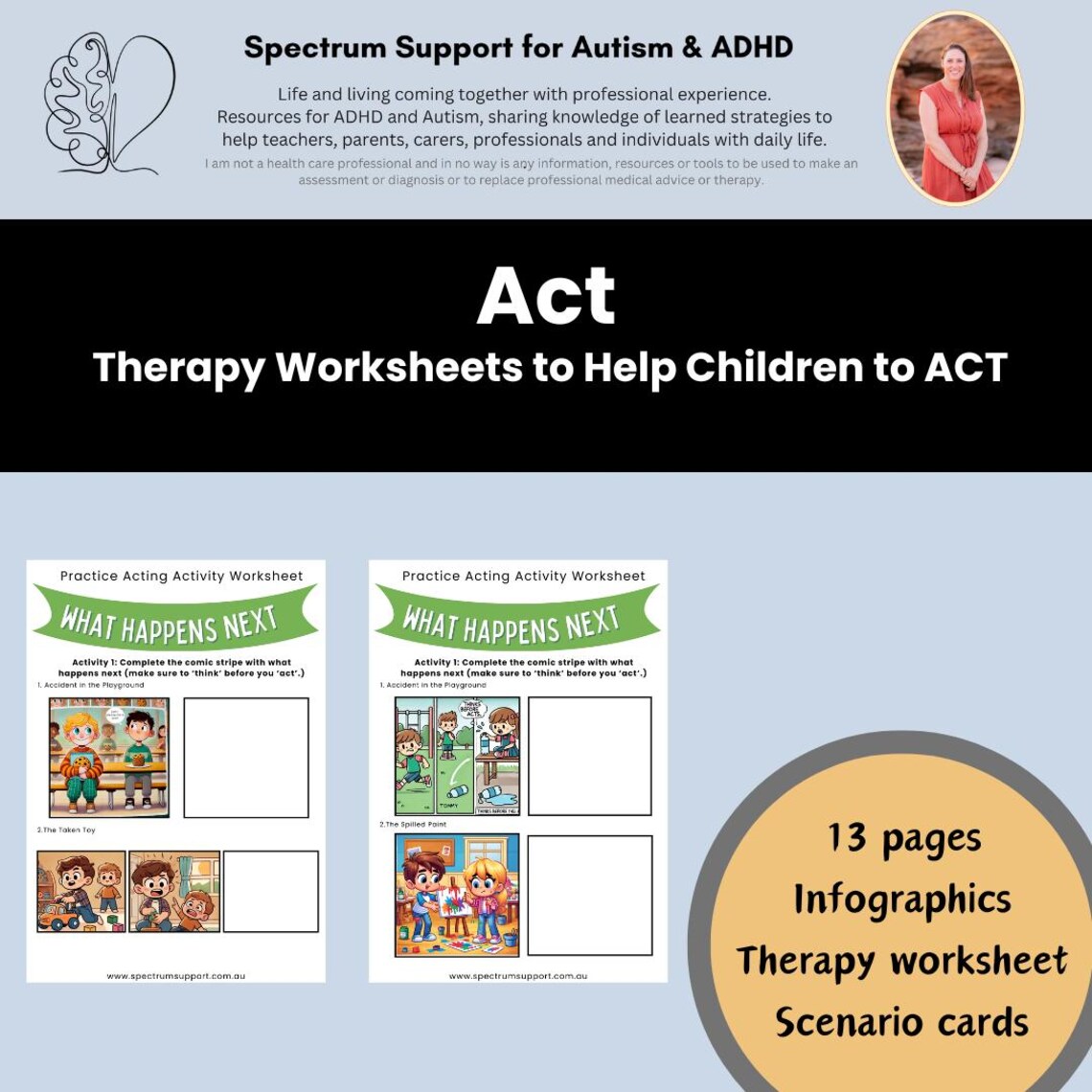 Stop Think Act ADHD Autism Therapy Worksheets: Impulse Control ...
