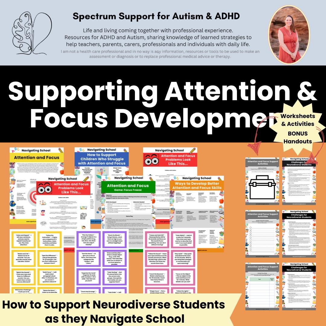 Teacher Guide Attention Strategies Concentration Kits Foucs Activities ...