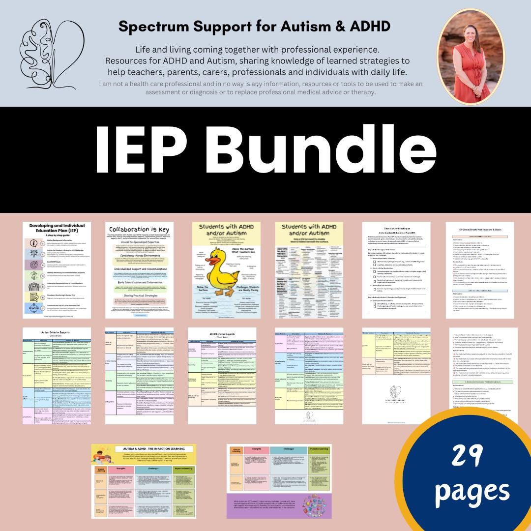IEP Individual Education 501 Plan Development Tools Cheat Sheet Autism ...