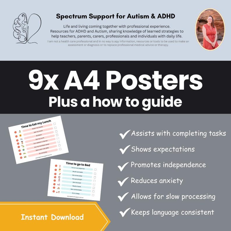 Autism Visual Task Checklist Posters: Daily Living Skills (digital ...