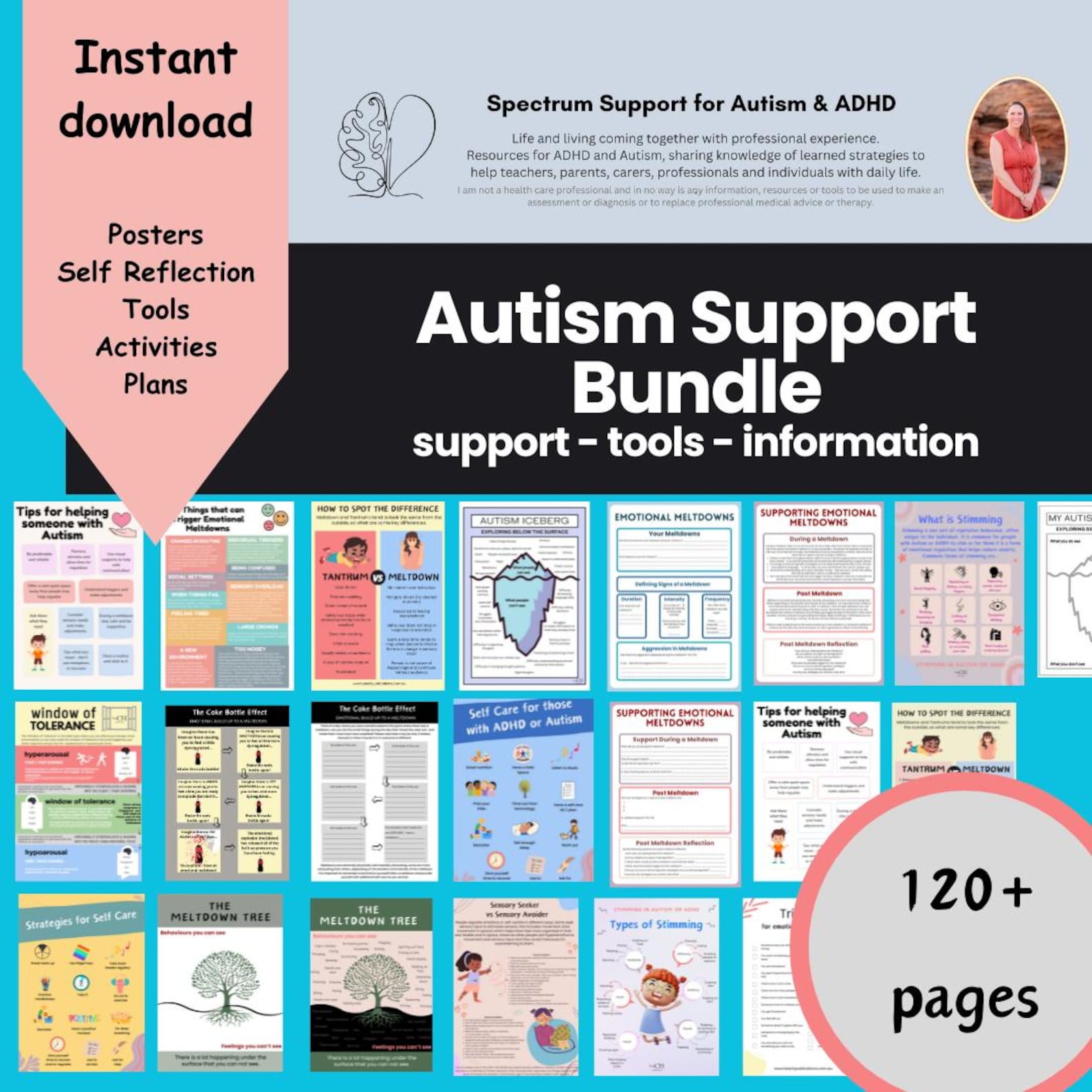 Autism Support Bundle: Therapy Worksheets, Posters, Infographics ...