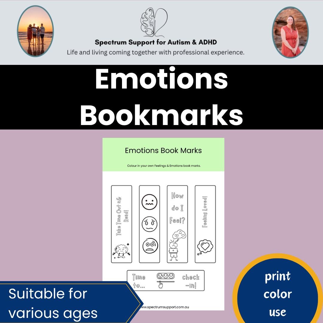 Emotions Bookmarks and Thoughts Activities Emotional Awareness and ...