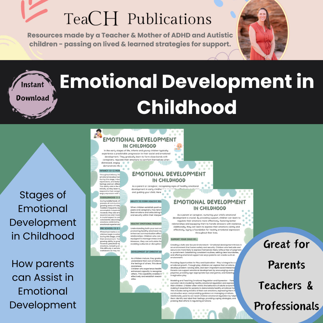 Child Emotional Development Stages: Parent Support Handout (digital ...