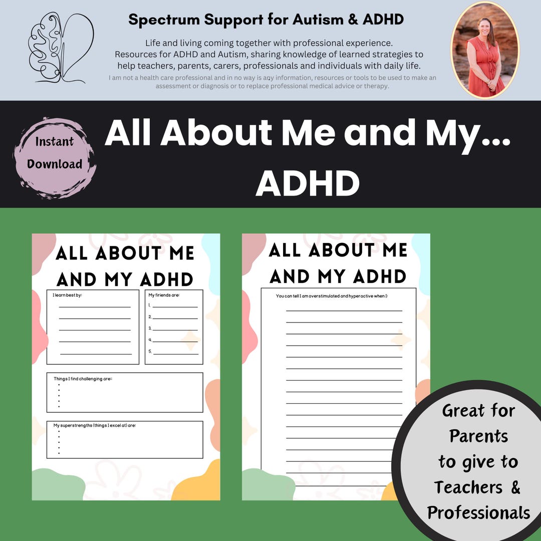 All About Me Autism Spectrum Support for ADHD Teacher Resource Autism ...