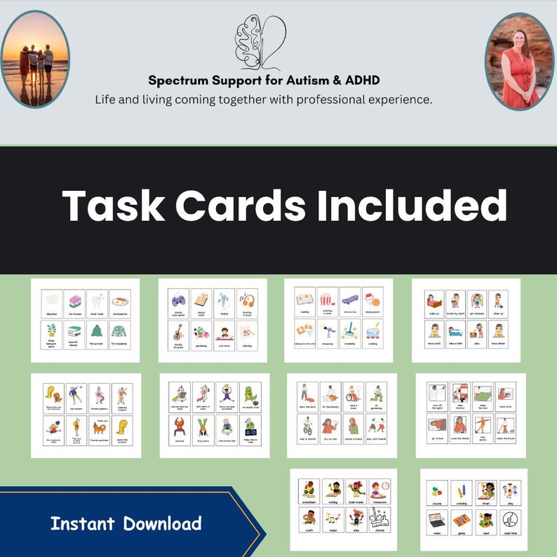 First Then Board Visual Schedule Poster Autism Help Cue Card Special ...