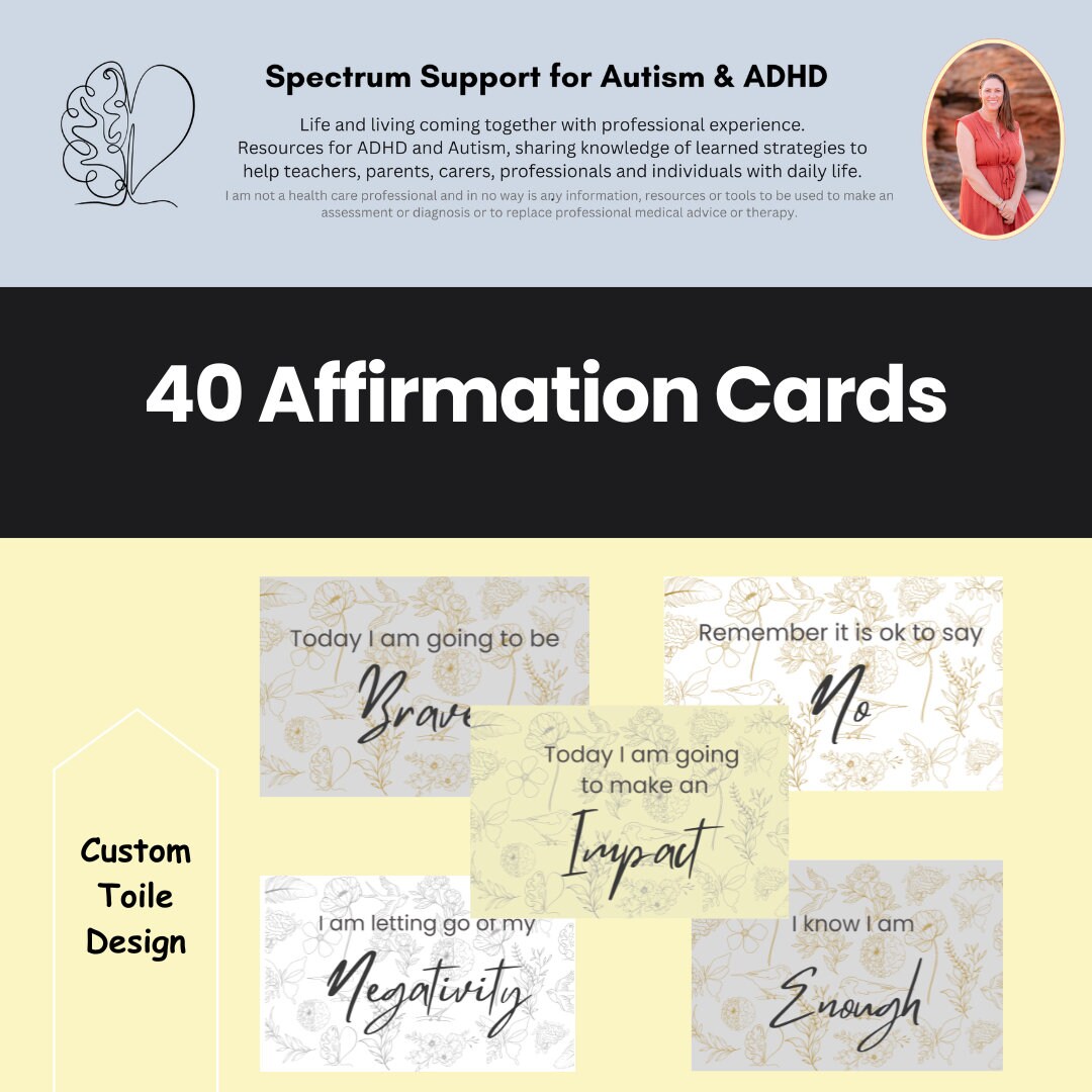 Positive Affirmation Cards: Autism & ADHD Support, Anxiety Coping (PDF ...