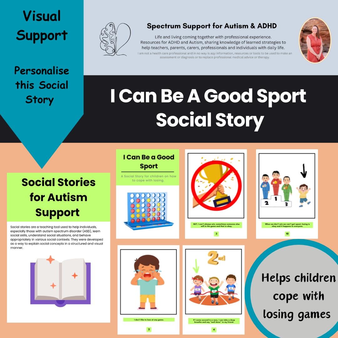 Good Sportsmanship Social Story Play Therapy Visual Support SEL ...