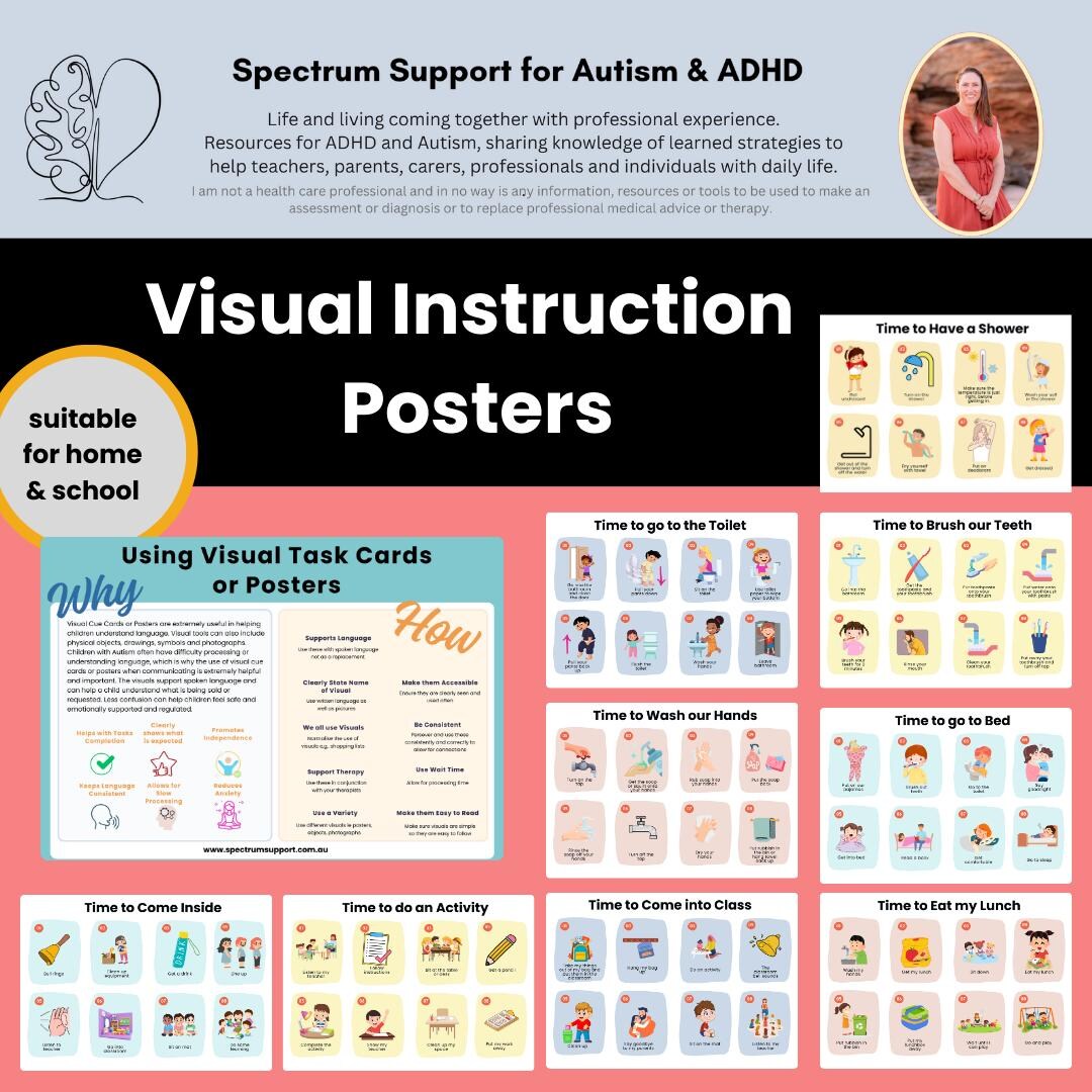 Daily Routine Cards Step by Step Visuals Life Coaching ESL Poster for ...