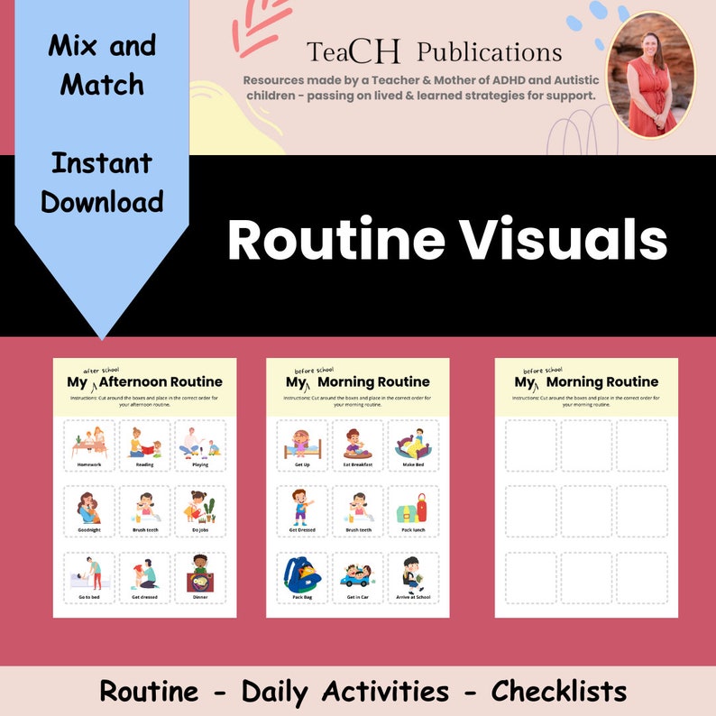 Routine Visual Charts Support for ADHD Autism Spectrum Classroom ...