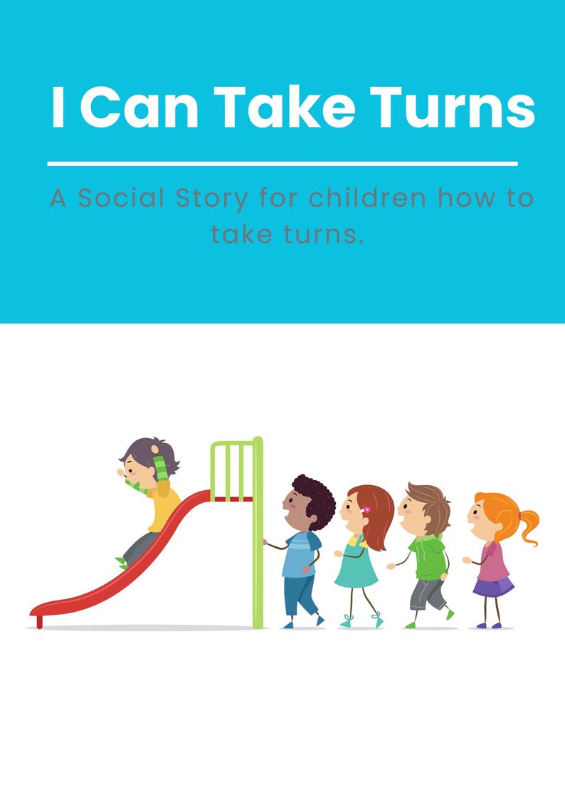 Taking Turns Social Story Visual Support Play Therapy Autism ABA ...