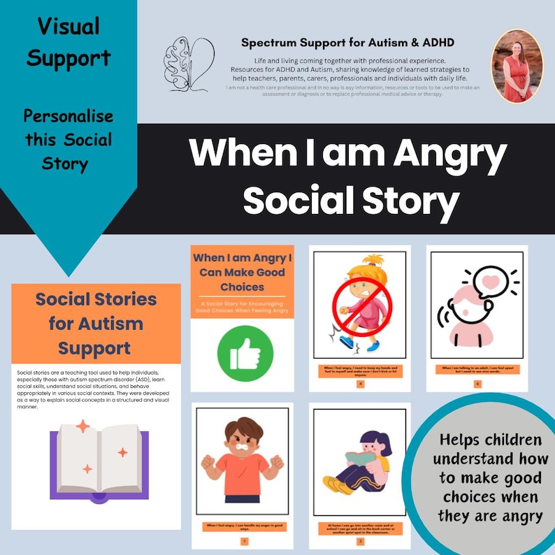 Emotional Support Social Story Angry Feelings Visual Support for Autism ...