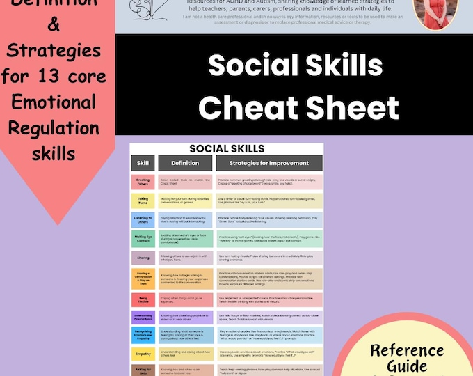 Social Skills Cheat Sheet: Autism, ADHD, and SEL Strategies (PDF ...