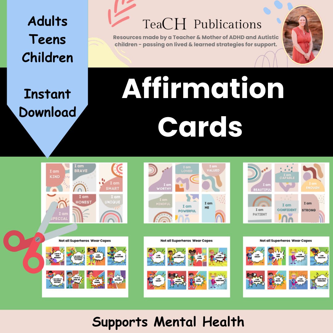 Positive Affirmation Cards for Anxiety Coping Skills Autism Visuals ...