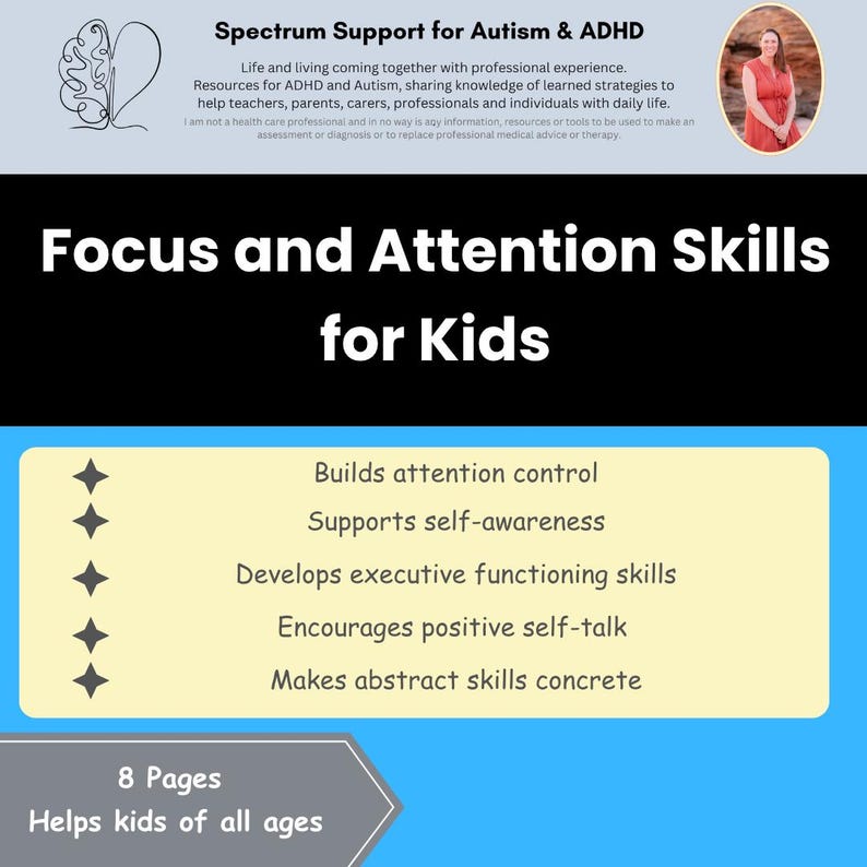 Focus and Attention Activity Worksheets: Autism ADHD Support (PDF ...