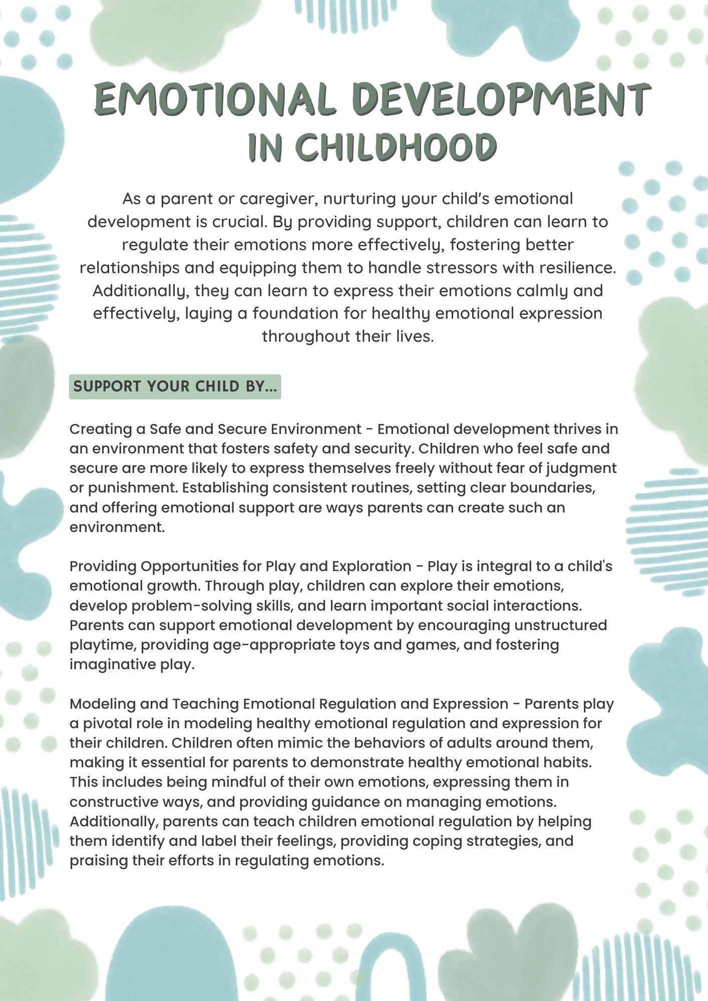 Child Emotional Development Stages: Parent Support Handout (digital ...