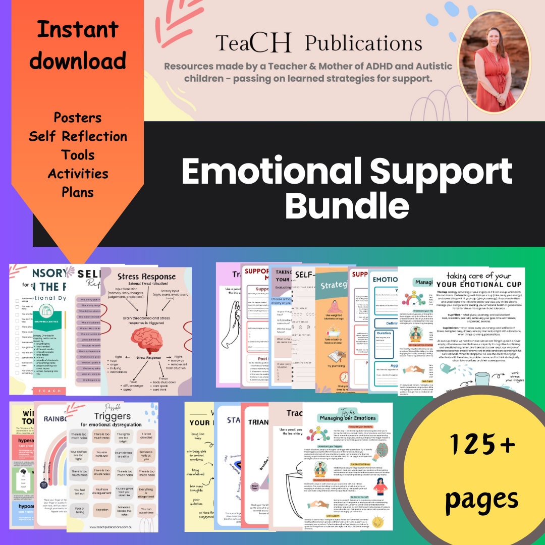 Emotional Support Bundle for ADHD Autism Spectrum ASD Therapist Handout ...