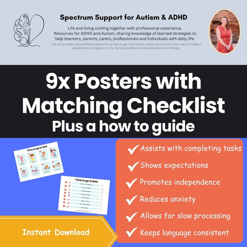 Visual Cue Card Autism Support for ADHD Parent Help Task Poster ...