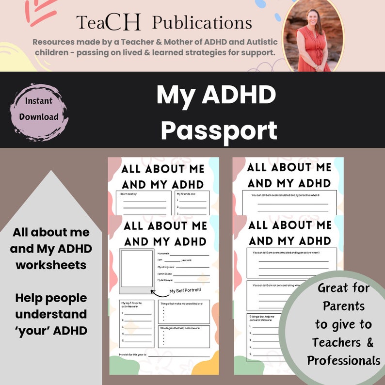 ADHD Supporting Me & My ADHD Planner Printable, Special Needs Child ...