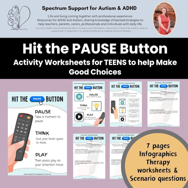 Impulse Control Worksheet: ADHD Autism Therapy Tool (PDF Download - Etsy