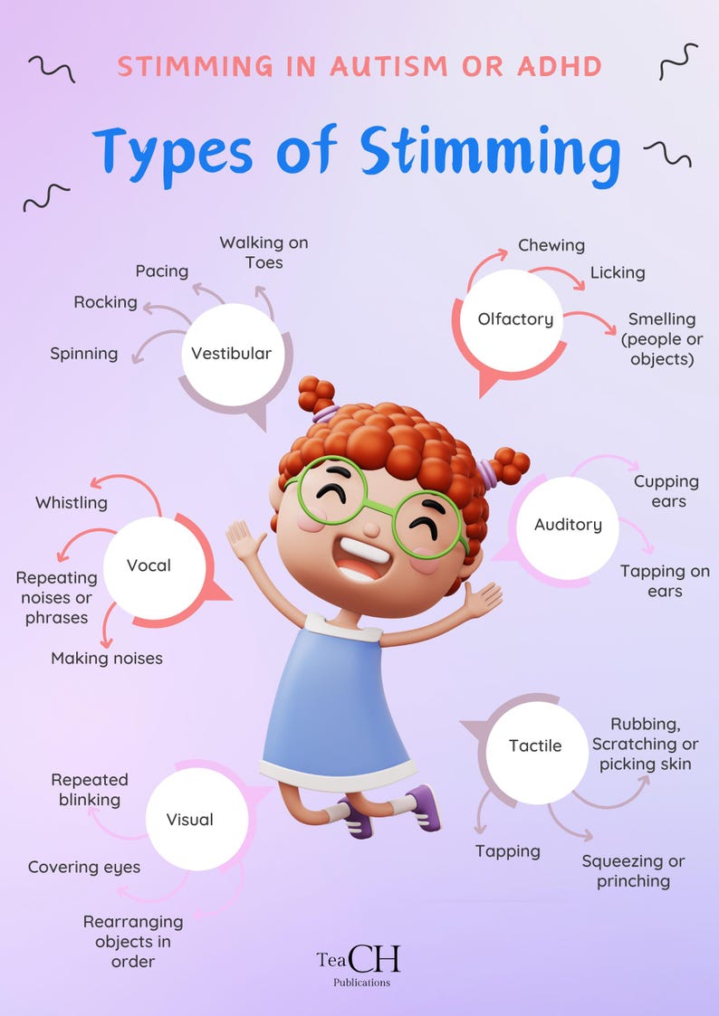 Types of Stimming Poster: Emotional Regulation, ADHD, Autism (instant ...