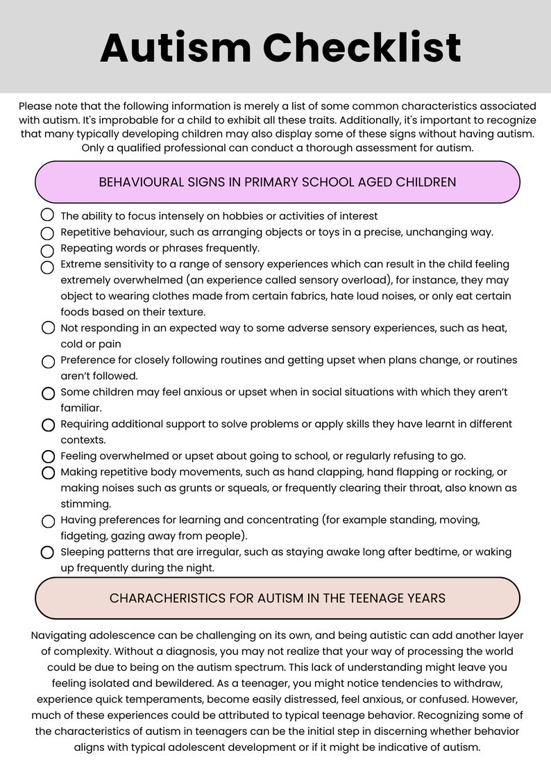 Autism Signs and Symptoms - Am I Autistic - Autism Checklist - Autism ...