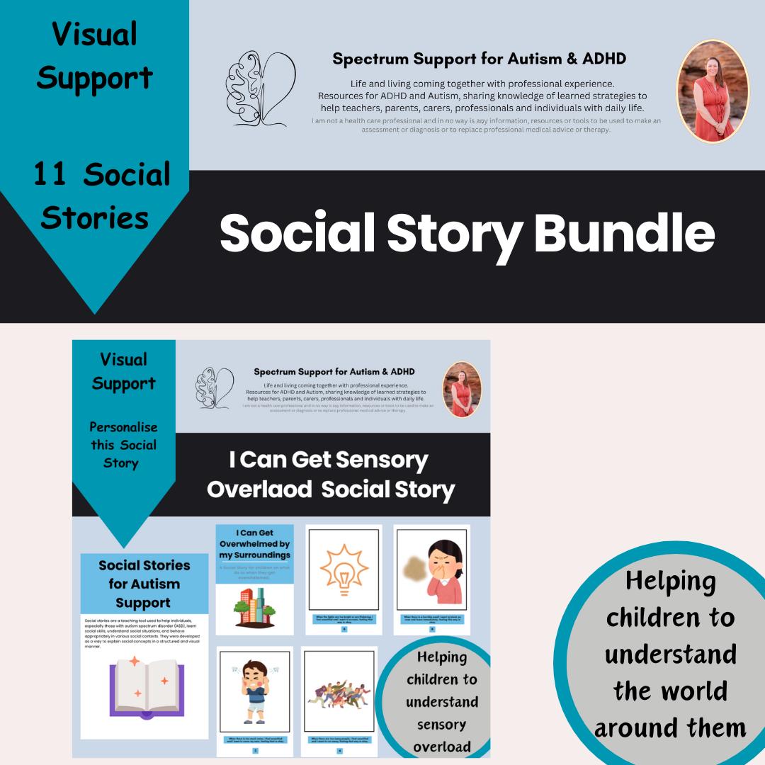 Autism Support ADHD Social Story Bundle Therapist Handout Psychologist ...
