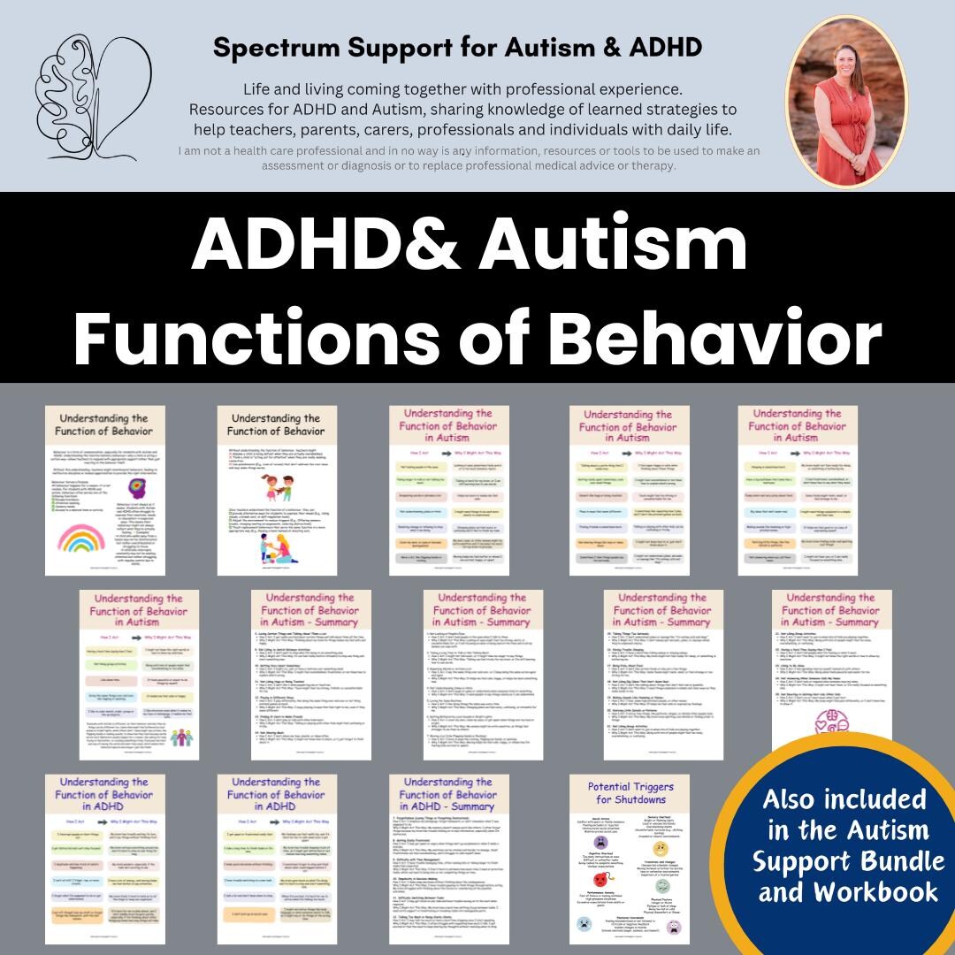 ADHD & Autism Cheat Sheet Understand Common Reasons Function of ...