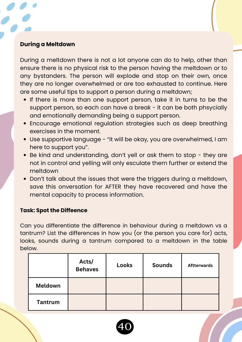 Meltdown Book: Emotional Support Tool for Autism, ADHD, Anxiety ...