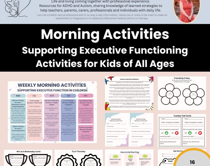 Executive Functioning Activities for Kids Children Weekly Tasks Morning ...