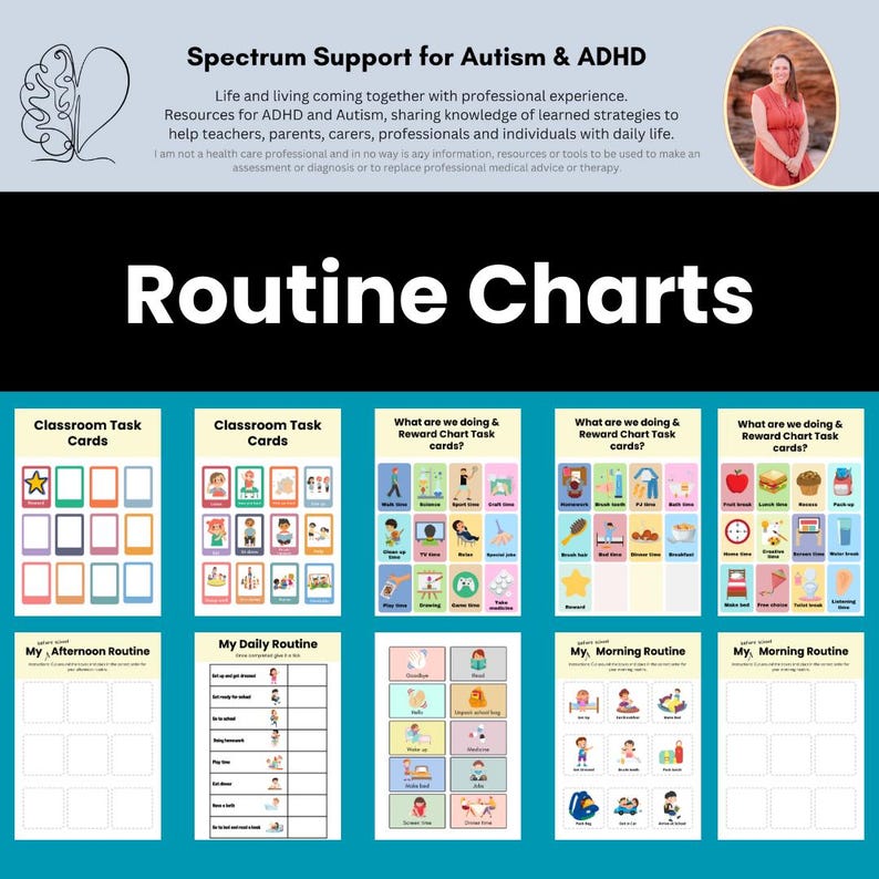 Autism ADHD Visual Cue Cards: Routine & Chore Charts Bundle (digital ...