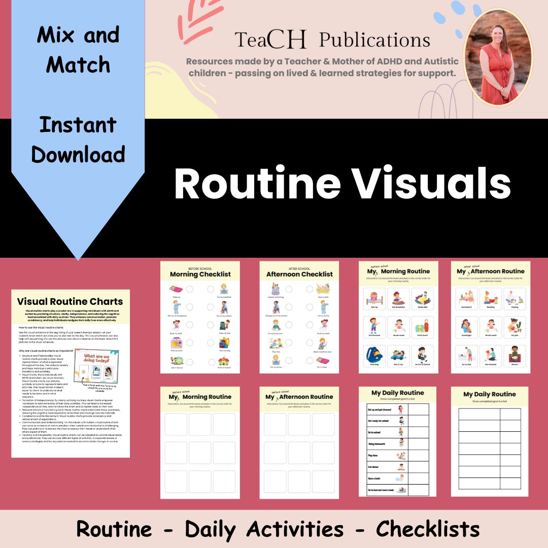 ADHD Autism Visual Routine Charts: Classroom Management, Chore & Coping ...