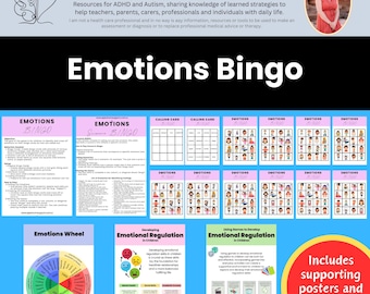 ADHD Autism Feelings and Emotions Games BINGO Emotional Regulation ...