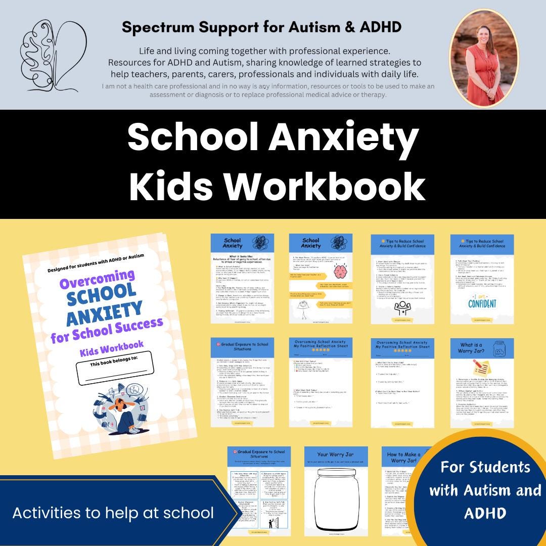 School Anxiety Workbook: Reduce Worry, Improve Attendance (PDF Download ...