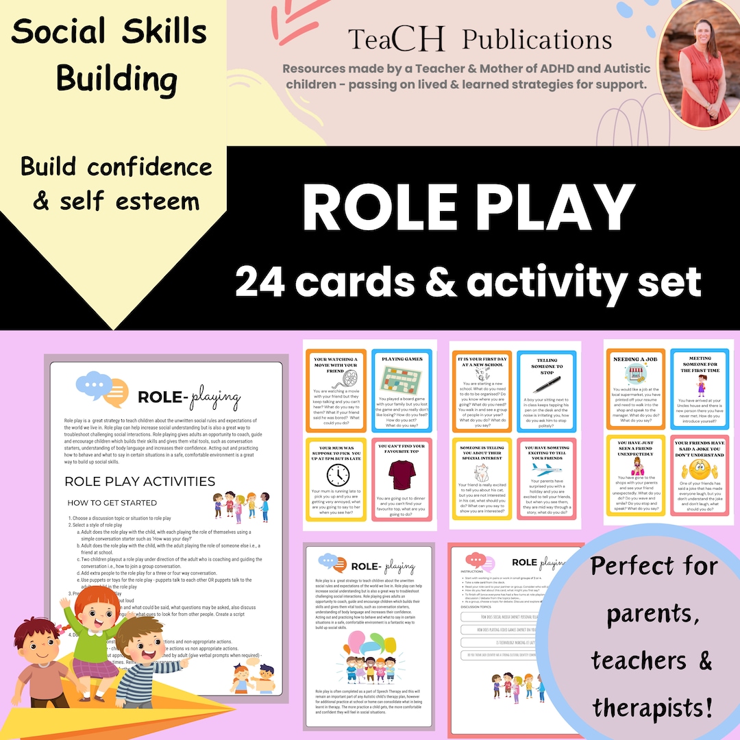 Social Skills Role Play Cards: Autism, ADHD Confidence Builder (digital ...